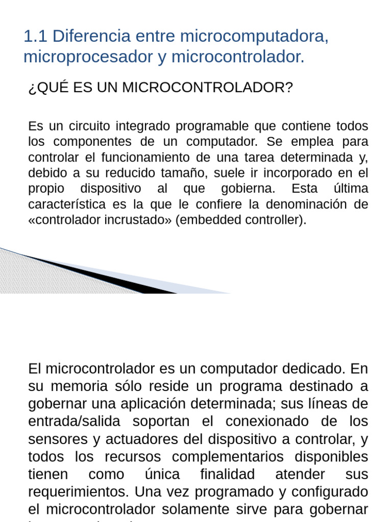 1.1 Direrencia Entre Microcomputadora, Microprocesador y Microcontrolador | PDF ...