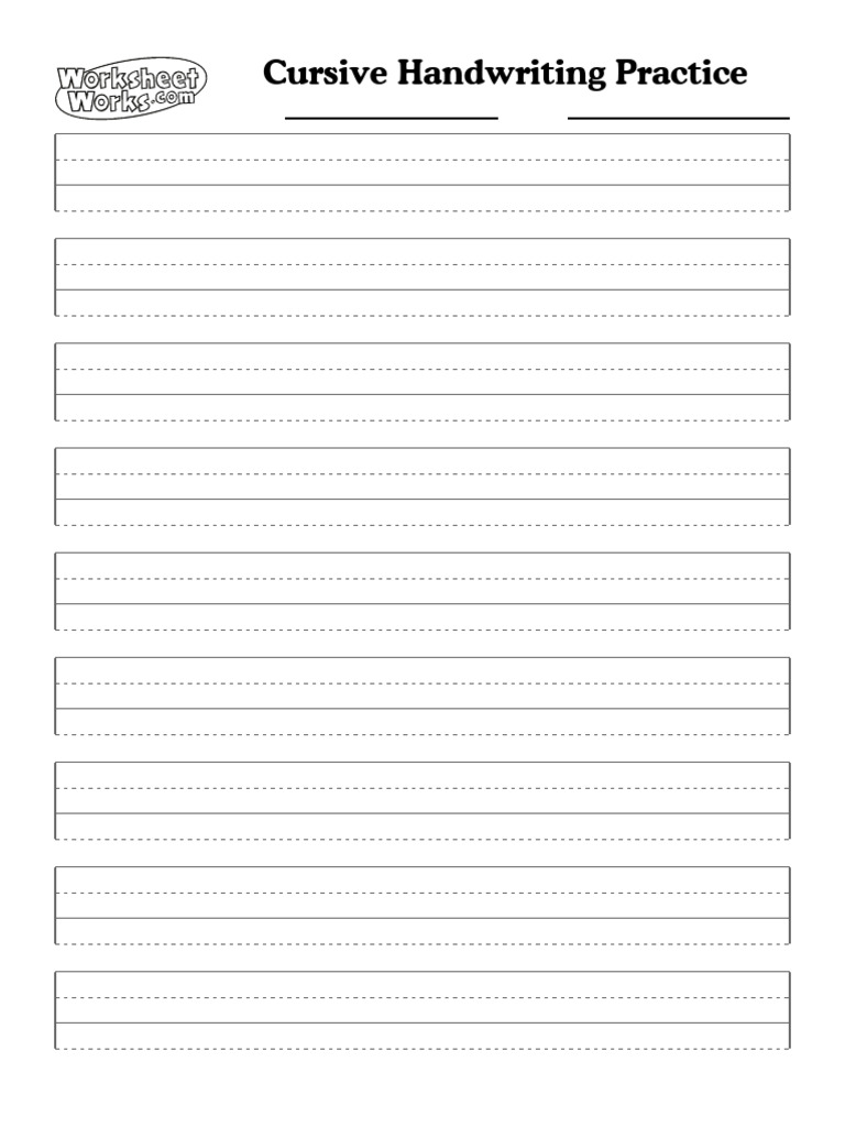 WorksheetWorks Cursive Handwriting Practice 1 | PDF WorksheetWorks Cursive Handwriting Practice 1 | PDF