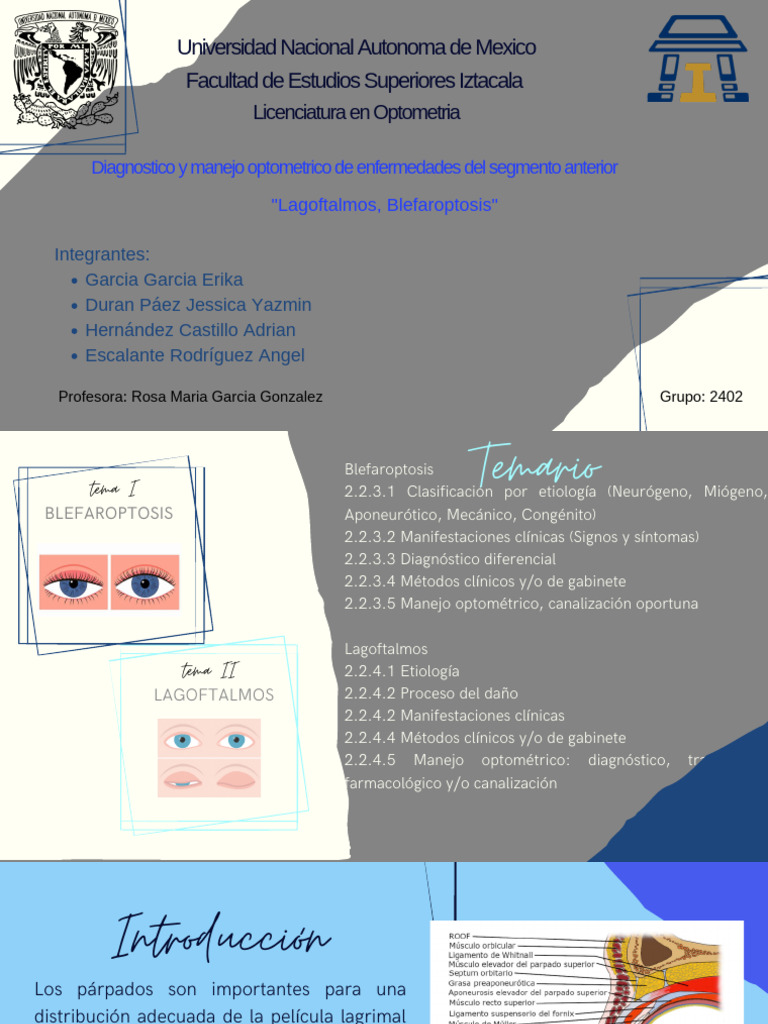 Blefaroptosis y Lagoftalmos | PDF | Ojo humano | Oftalmología