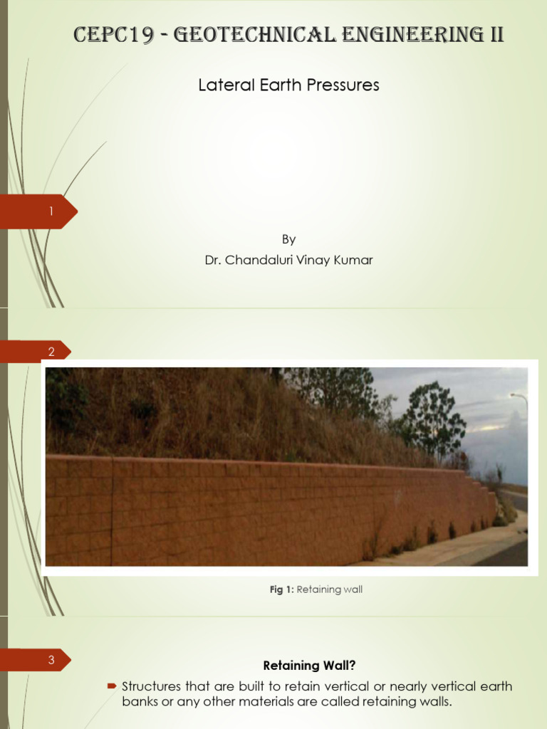 Lateral Earth Pressure Theory | PDF | Stress (Mechanics) | Continuum Mechanics