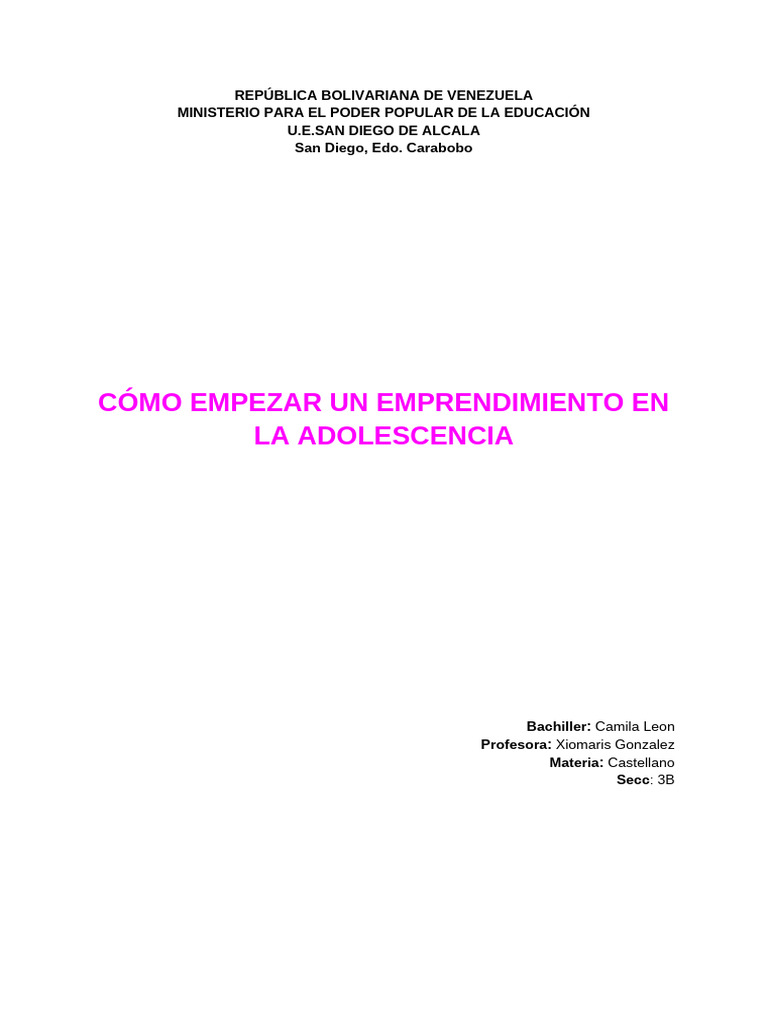 Proyecto Camila | PDF | Iniciativa empresarial | Economias