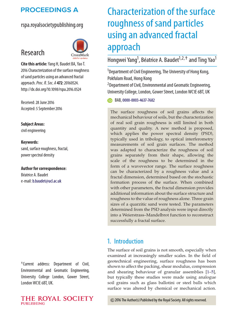 Yang Et Al 2016 Characterization of The Surface Roughness of Sand Particles Using An Advanced ...
