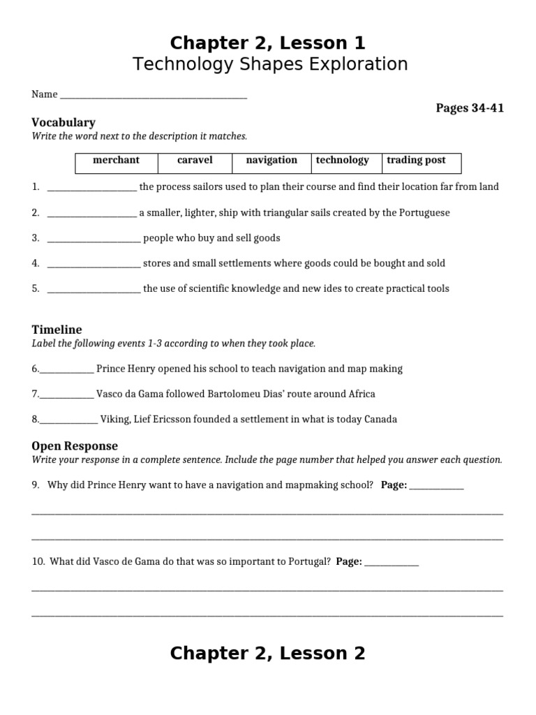Technology Shapes Exploration: Chapter 2, Lesson 1 | PDF | Conquistador ...