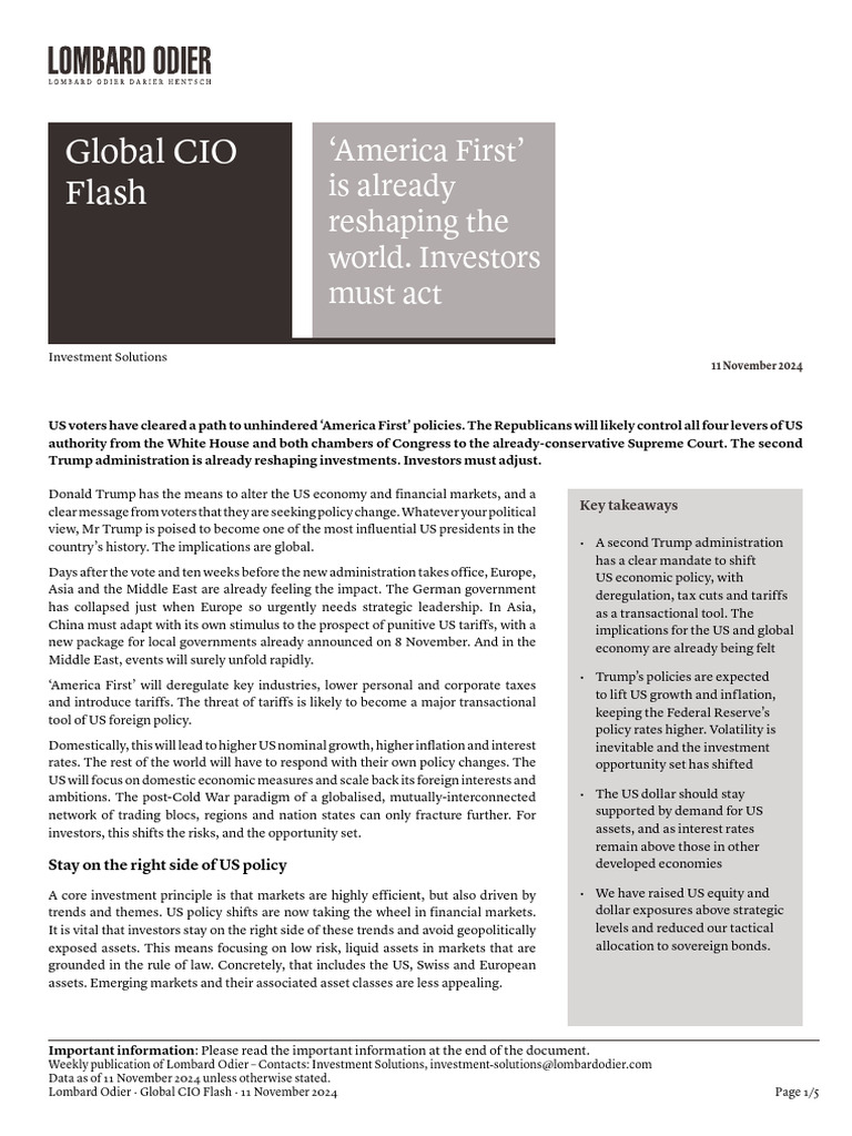 Global CIO Flash - America First Is Already Reshaping The World - 2024.11.11 - EN | PDF ...