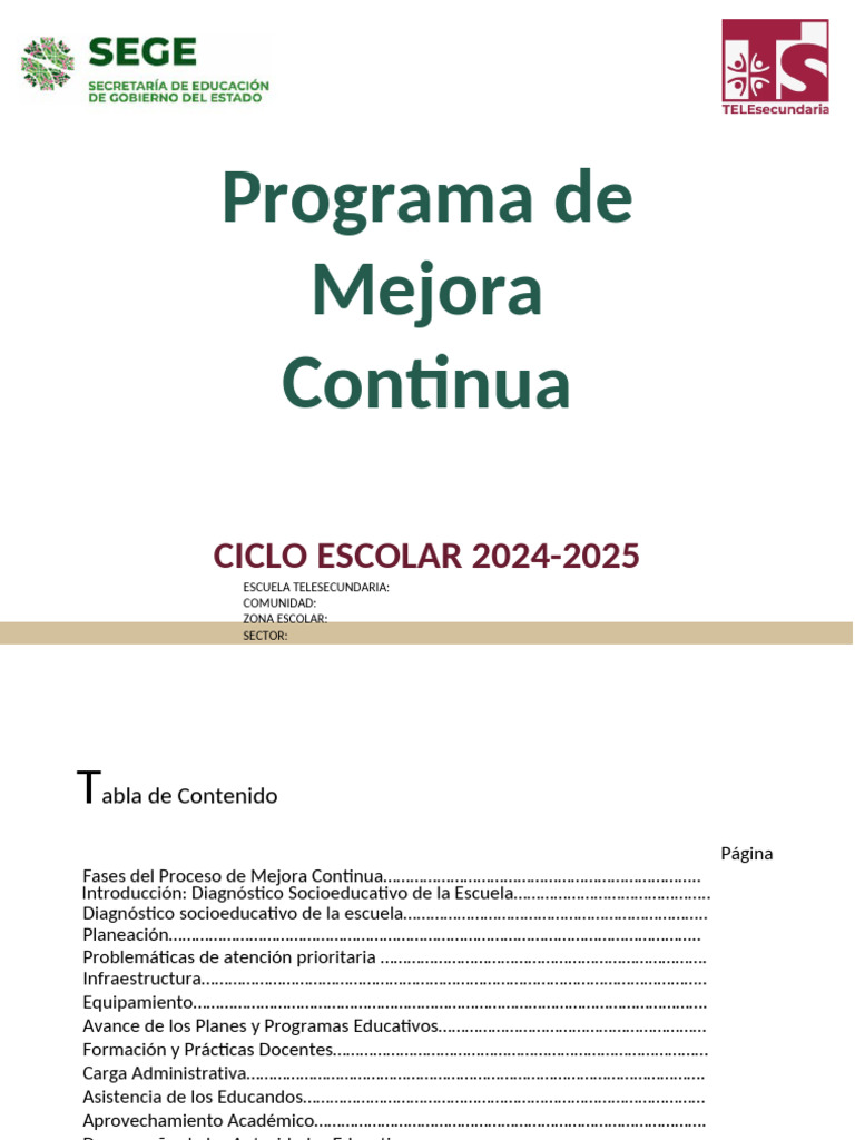 Programa de Mejora Continua | PDF | Enseñando | Evaluación