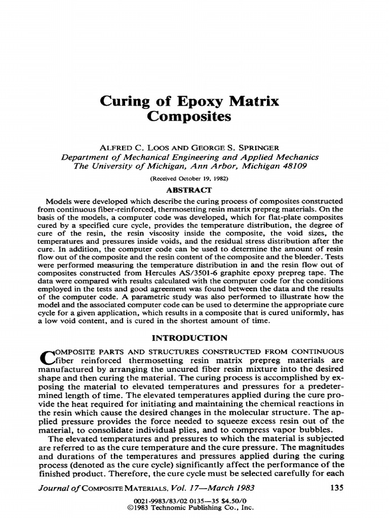 Curing of Epoxy Matrix | PDF | Composite Material | Viscosity