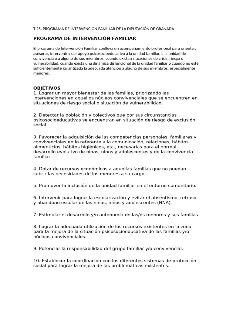 Intervención Familiar Granada: Apoyo y Recursos | PDF | Trabajo Social