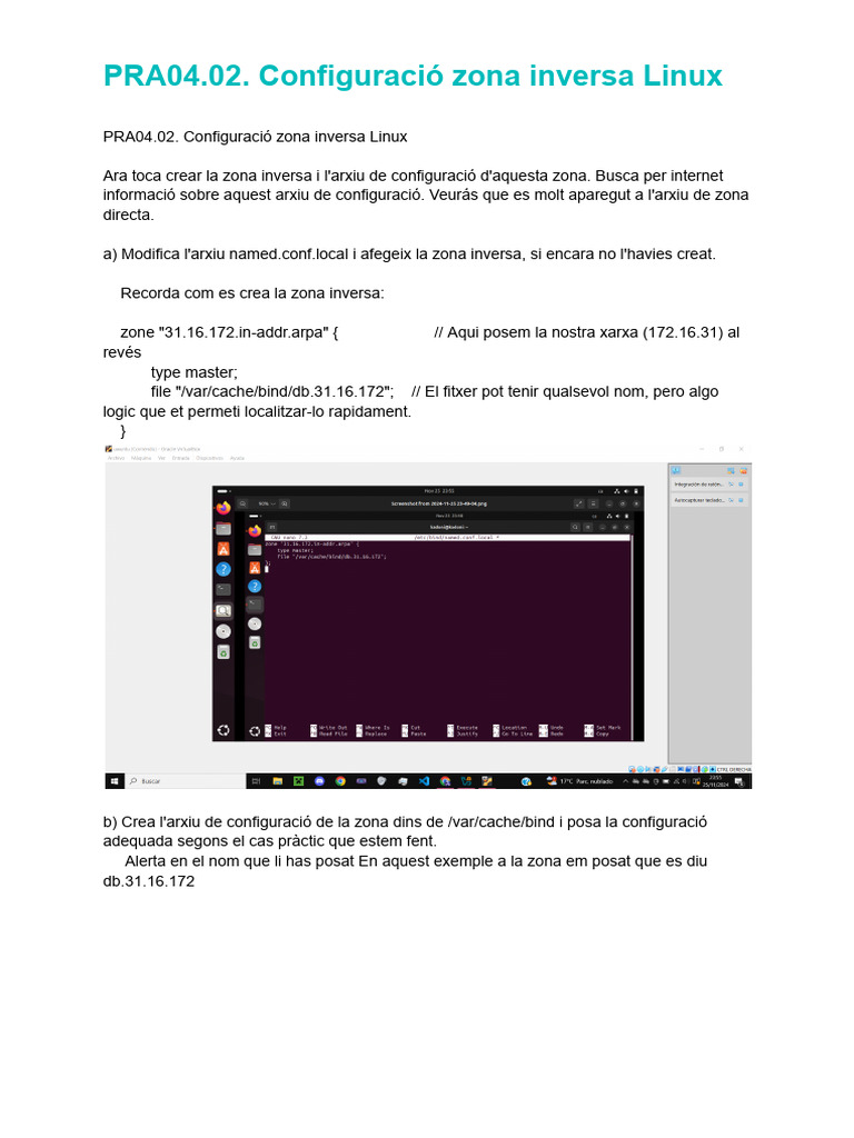 PRA04.02. Configuració Zona Inversa Linux | PDF