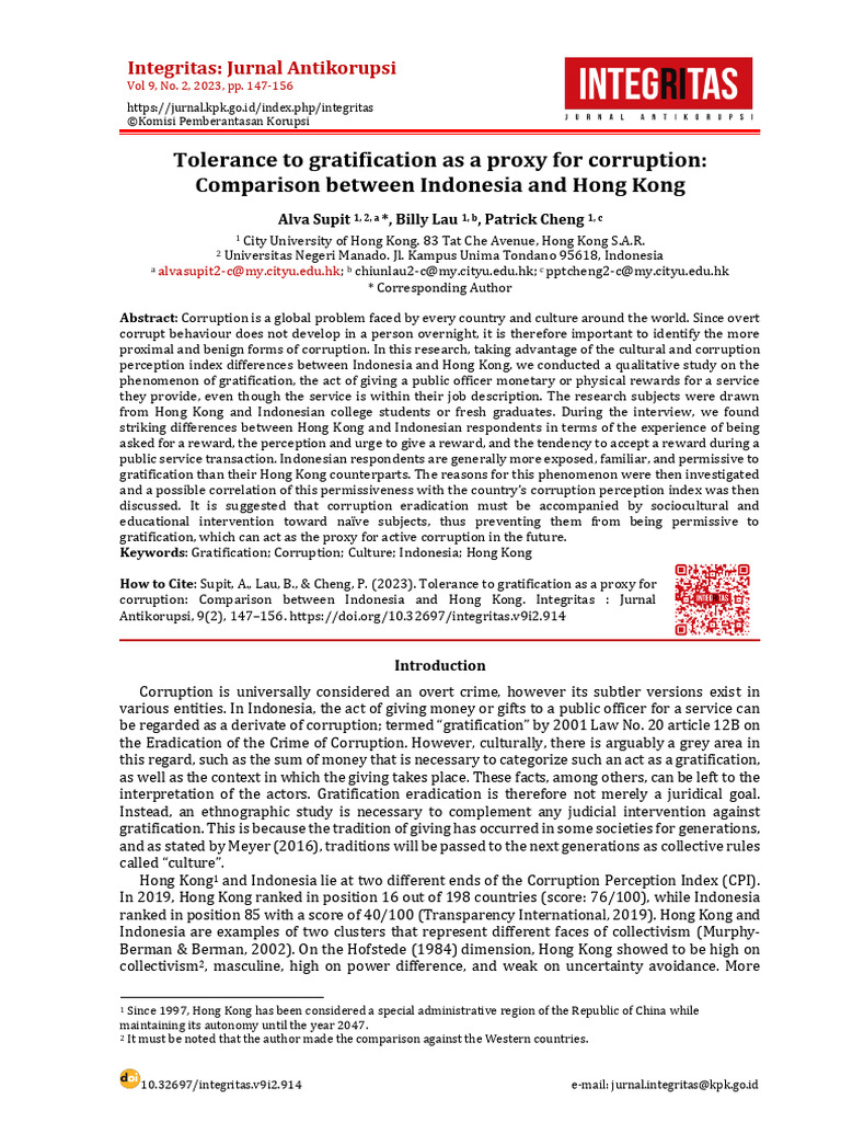 914-Dokumen Artikel Utama-3959-2-10-20231130 | PDF | Reward System | Corruption