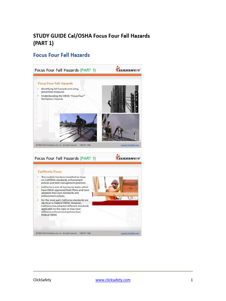 Cal-OSHA Focus Four Fall Hazards (PART 1) | PDF