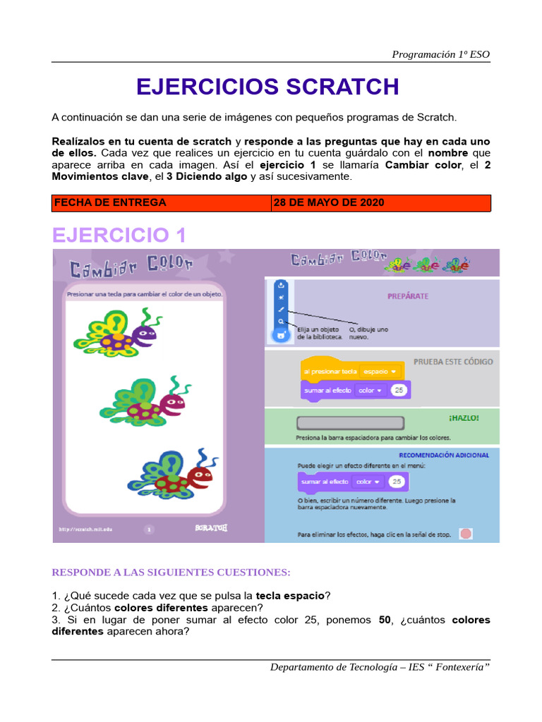 Ejercicios de Scratch para 1º ESO | PDF | Scratch (lenguaje de ...