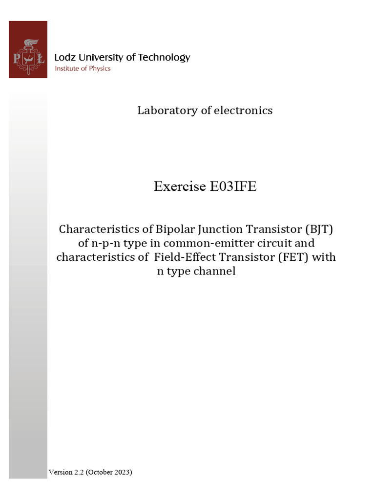 e03ife_2023 | PDF | Bipolar Junction Transistor | Field Effect Transistor
