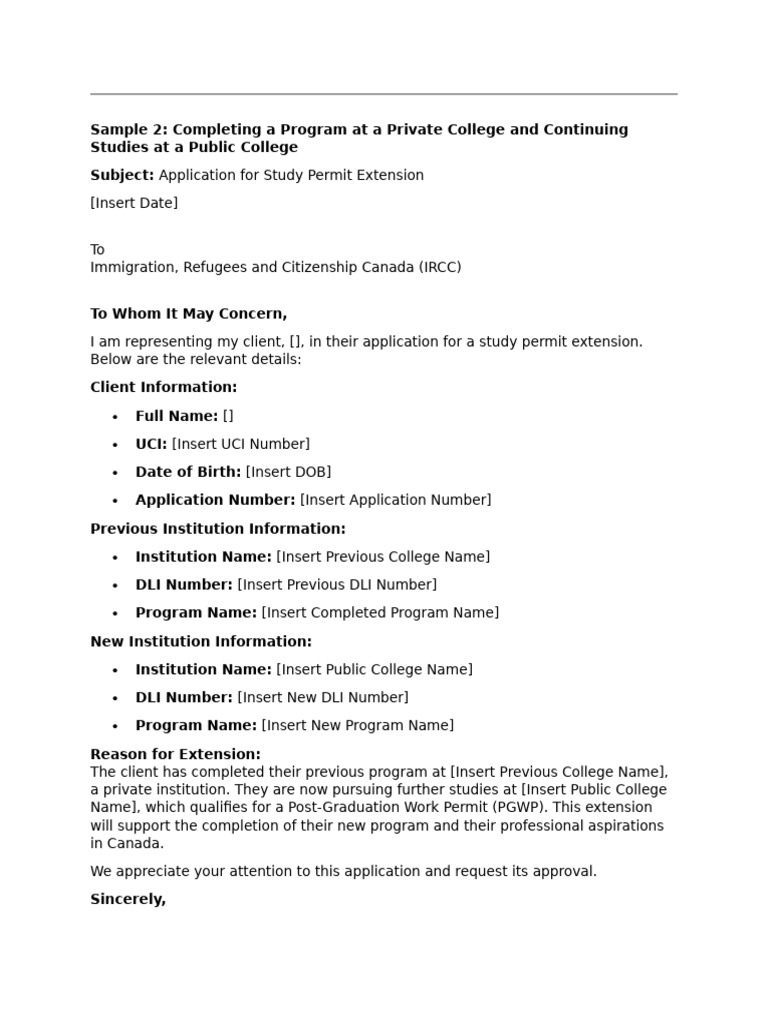 Study Permit Extension Sample 1 | PDF