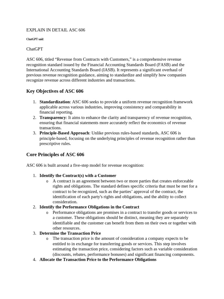 Understanding ASC 606 Revenue Recognition | PDF | International ...
