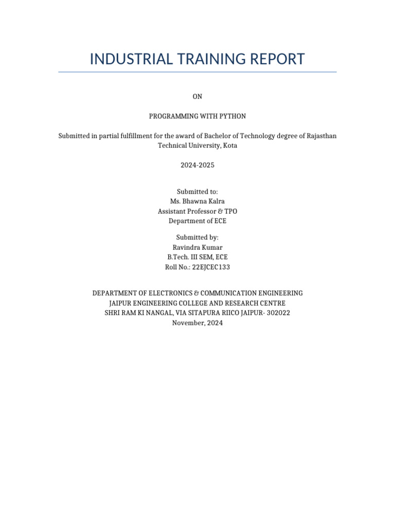 Python Programming Internship Report | PDF | Modular Programming | Python (Programming Language)