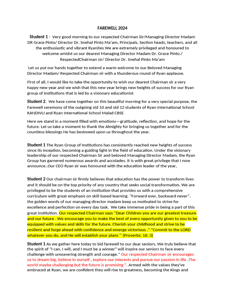 Script For Farewell 2024-2025 | PDF | Prayer | Love