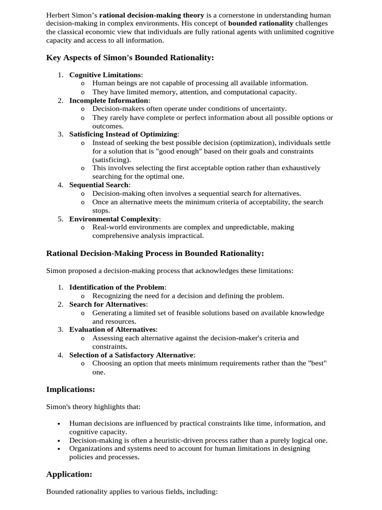 Herbert Simon Pdf Decision Making Rationality 1611