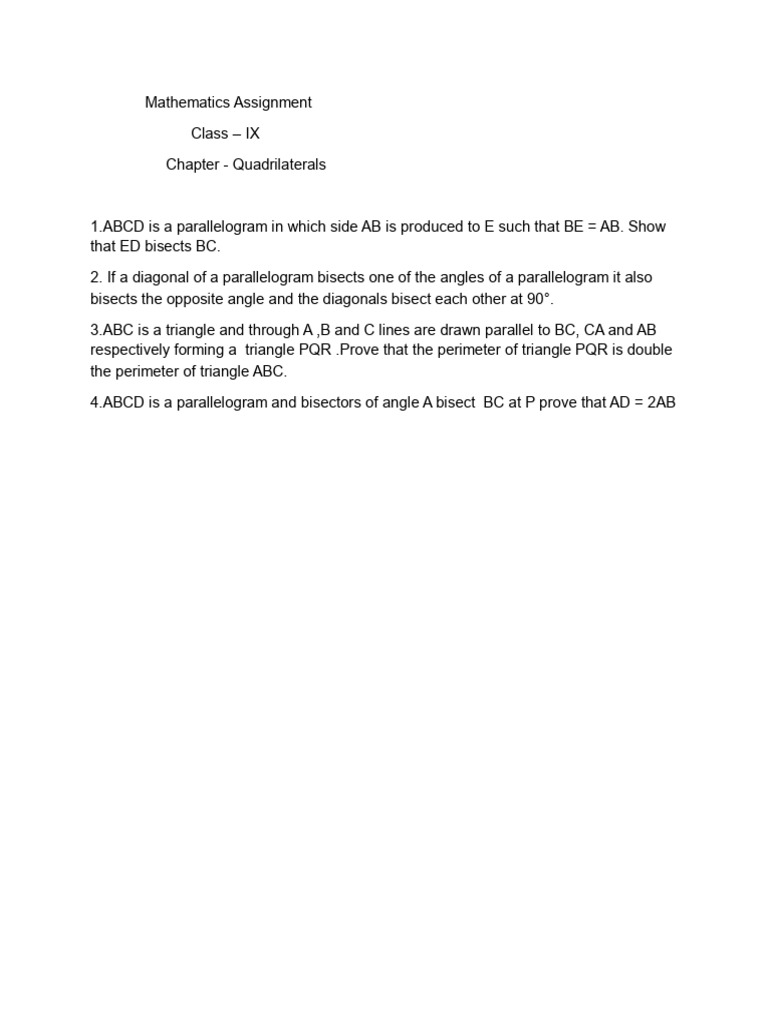 Assignment Ix Mathematics | PDF