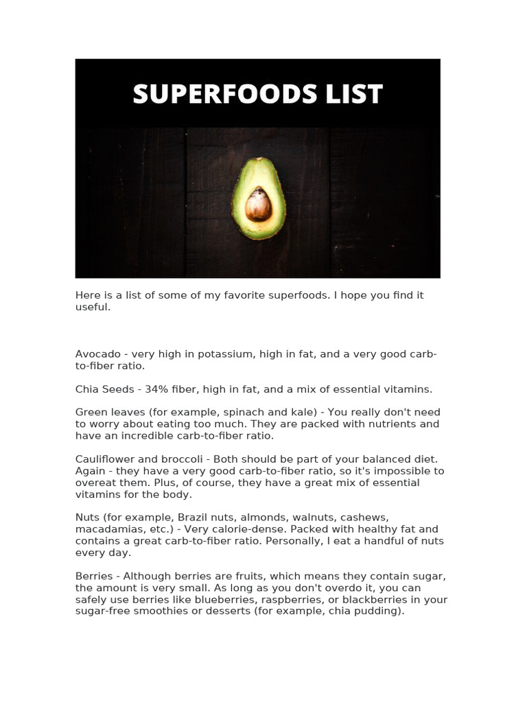 List Superfoods | PDF