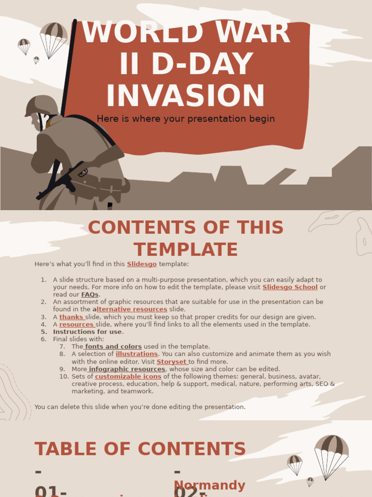 D-Day Invasion Presentation Template | PDF | Planets | Saturn