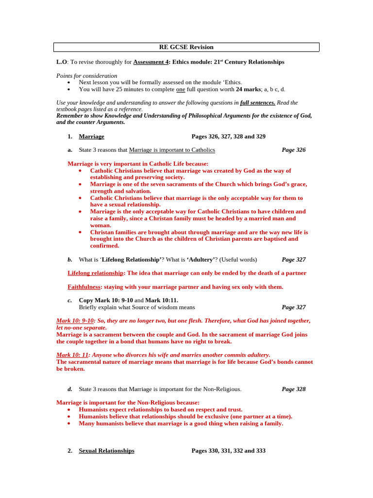 Ethics Revision Answers Pdf Catholic Church Homosexuality