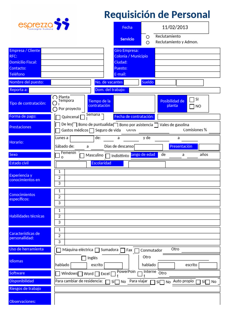 Requisicion de Personal | PDF | Toma de decisiones