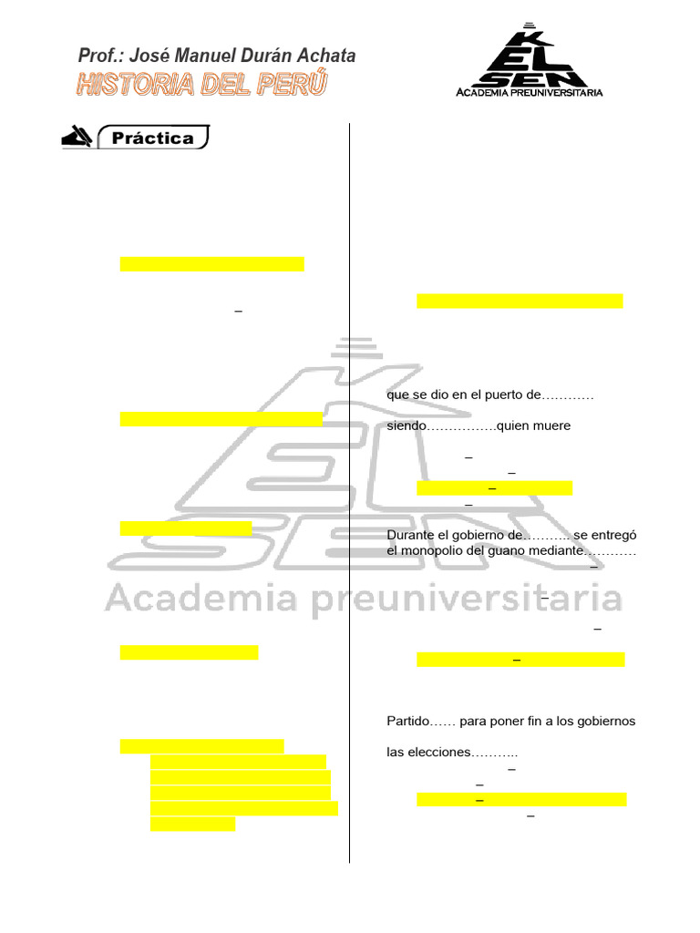Hist-2 Intensivo (Práctica Resuelta) | PDF | Perú | Comunidad andina
