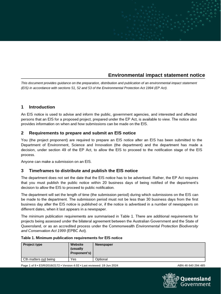 Eis Gl s51 s52 Preparation Notice | PDF | Environmental Impact ...