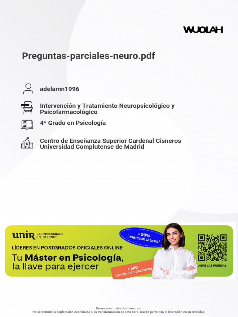 Wuolah Free Preguntas Parciales Neuro | PDF | Amnesia | Afasia