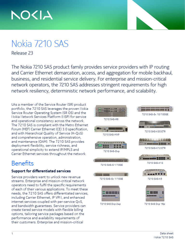 Nokia 7210 Sas Datasheet en | PDF | Computer Network | Virtual Private ...