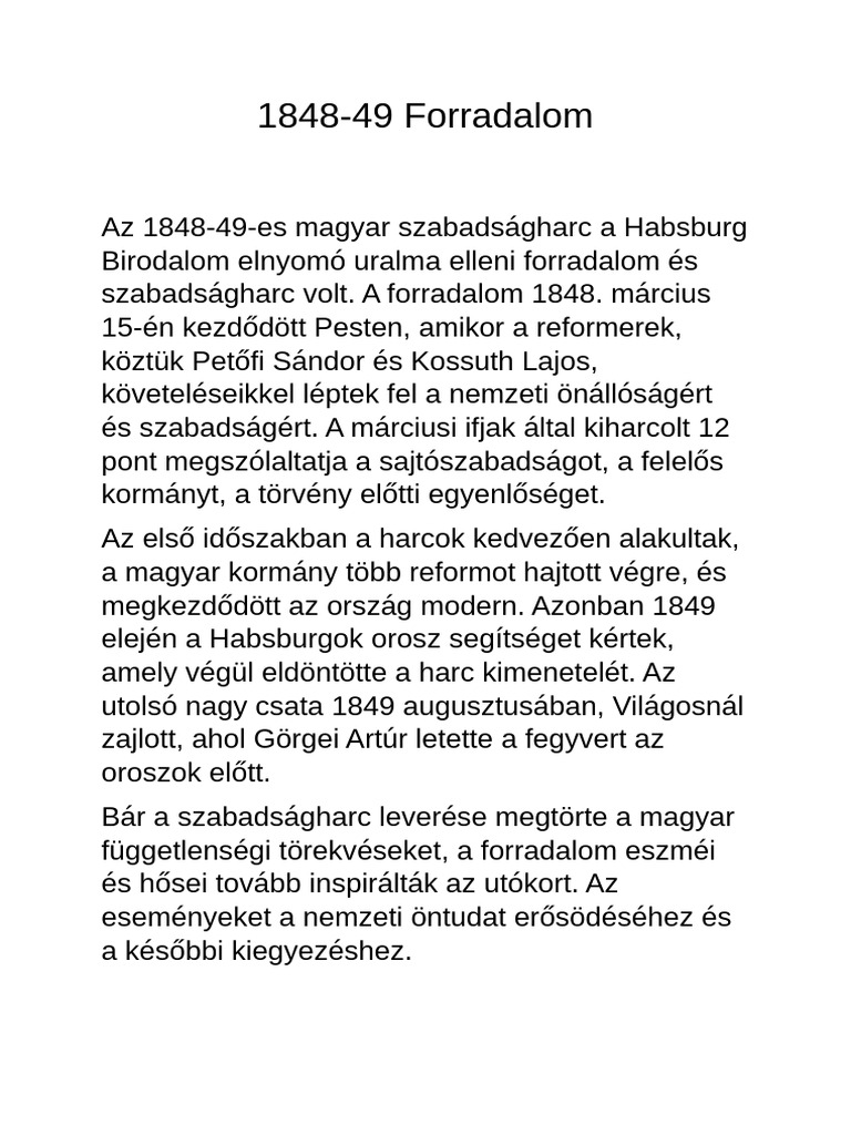1848-49 Forradalom | PDF