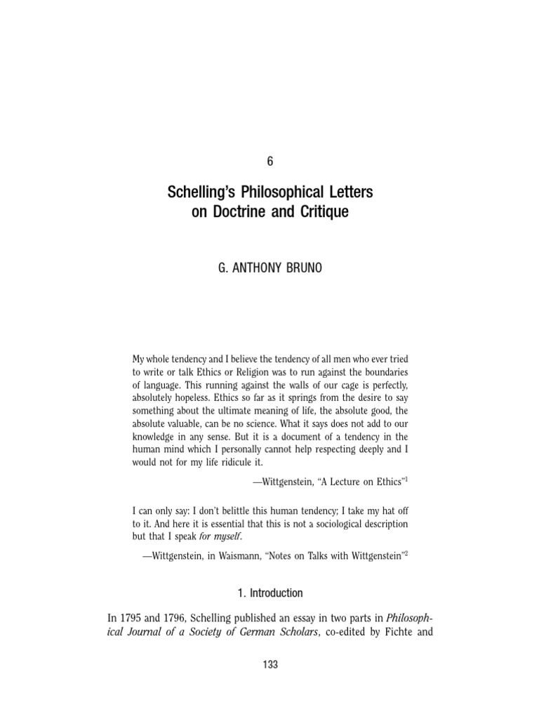 Schelling's Philosophical Letters | PDF | Immanuel Kant | A Priori And ...