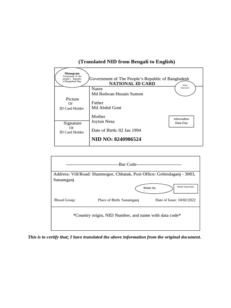 Translated NID | PDF