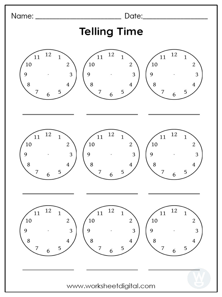 Telling Time Blank W2 fm3zkx | PDF