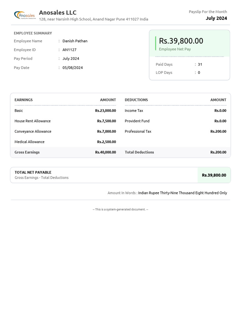 Anosales Payslip July | PDF