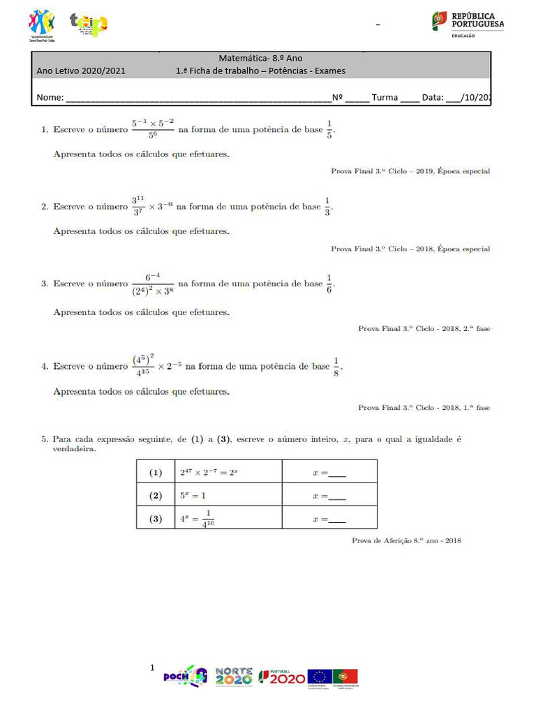 1 Ficha de Trabalho | PDF
