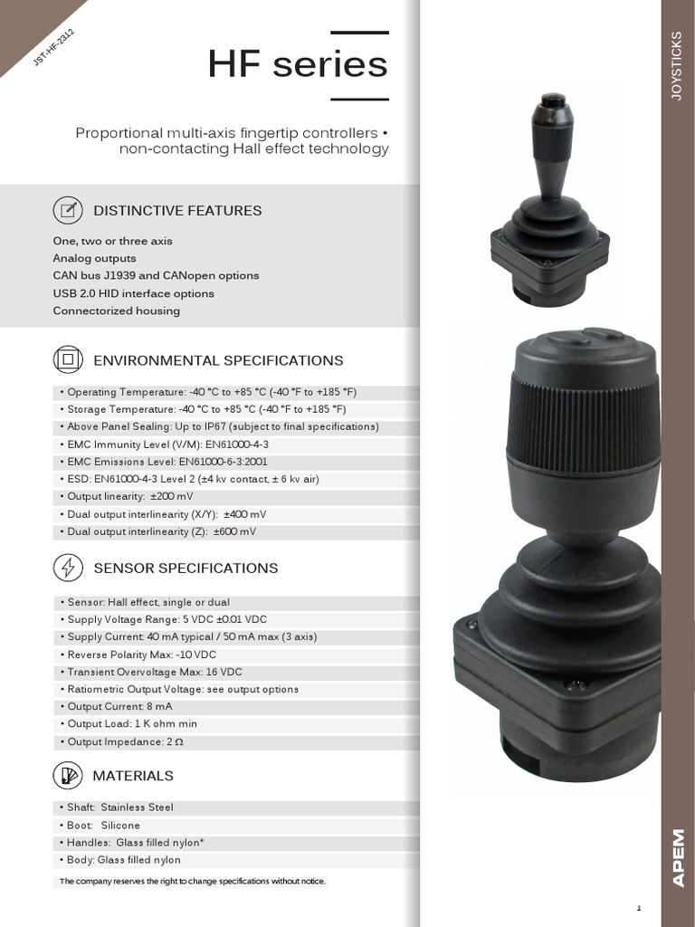 Joysticks Series HFseries-3396429 | PDF | Usb | Electrical Connector