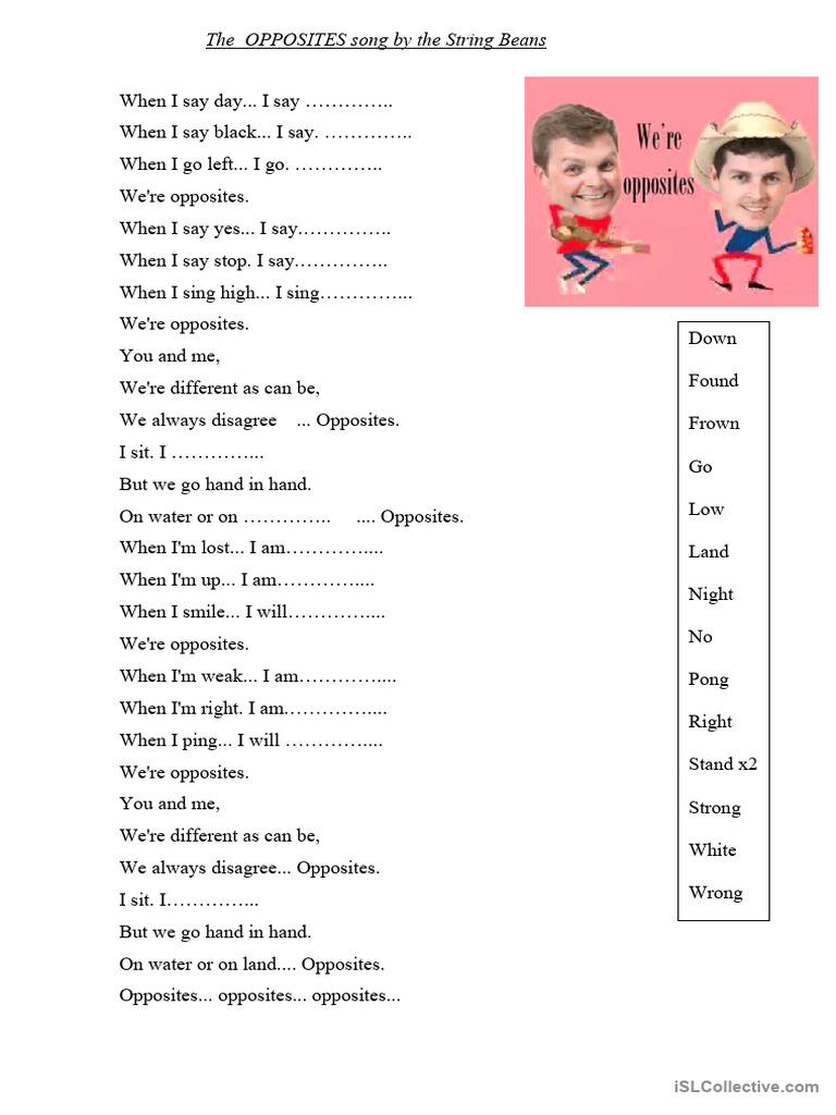 Opposites Song | PDF