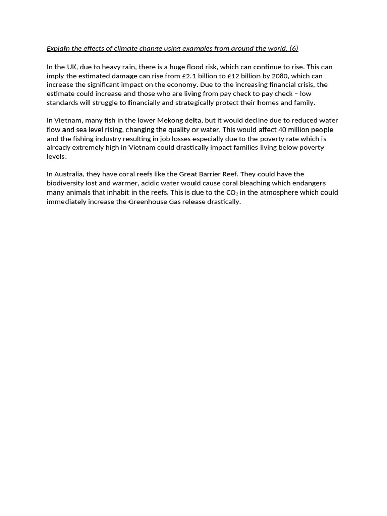 Explain The Effects of Climate Change Using Examples From Around The ...