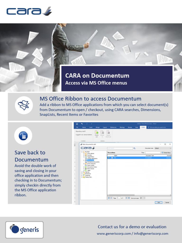 CARA For Documentum MS Office Addin | PDF