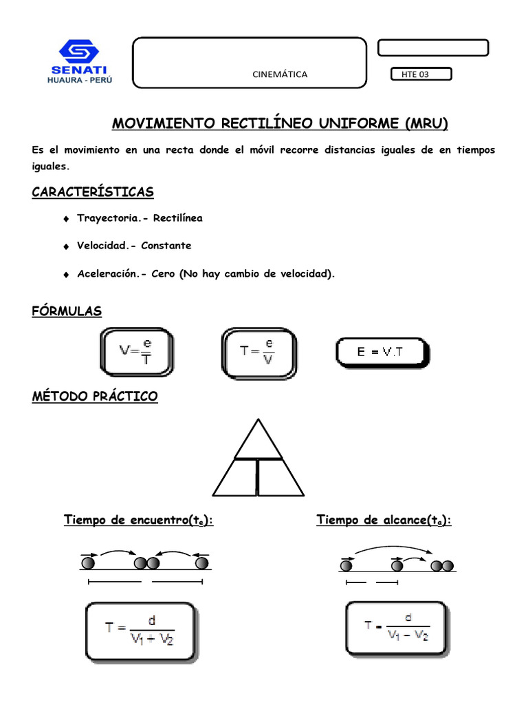 MRU: Fórmulas y Ejercicios Prácticos | PDF | Cinemática | Cambio