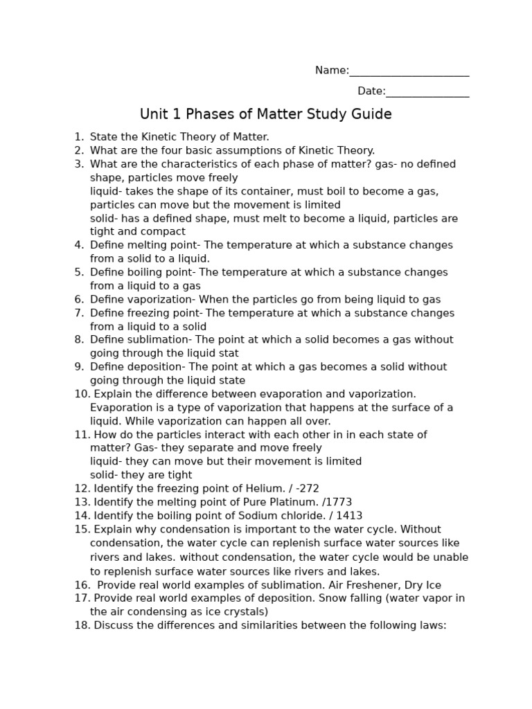 Unit_1_Phases_of_Matter_SG | PDF | Liquids | Evaporation