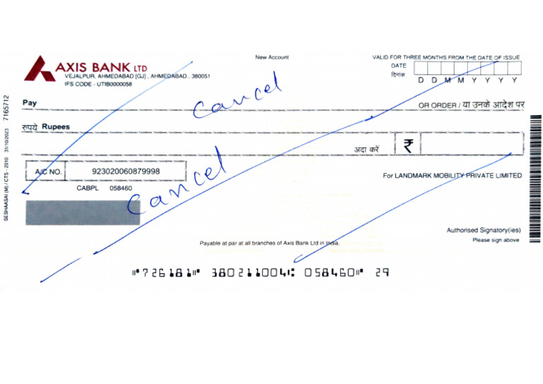 Axis Cancel Cheque | PDF