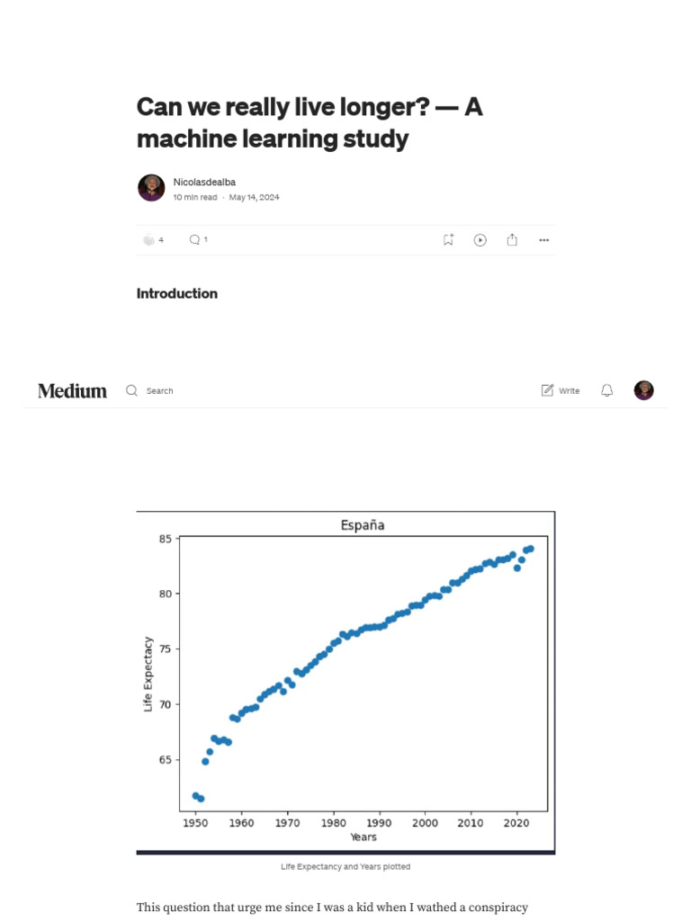 Can We Really Live Longer - A Machine Learning Study - by Nicolasdealba - Medium | PDF ...