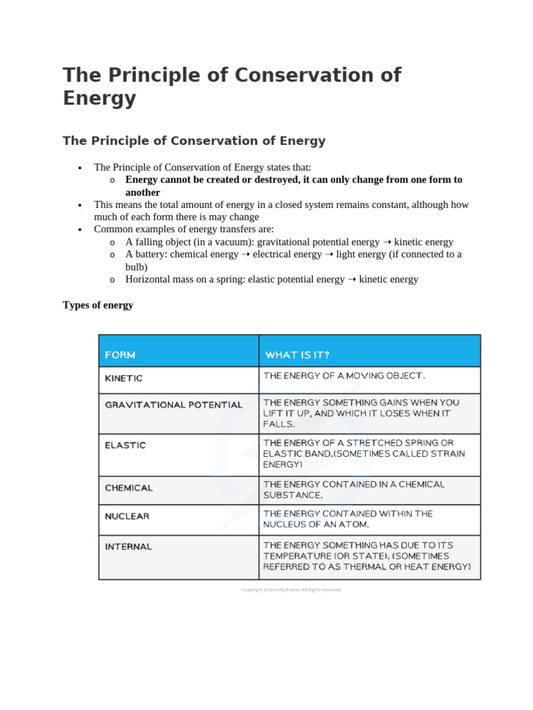 The Principle of Conservation of Energy | PDF | Potential Energy ...