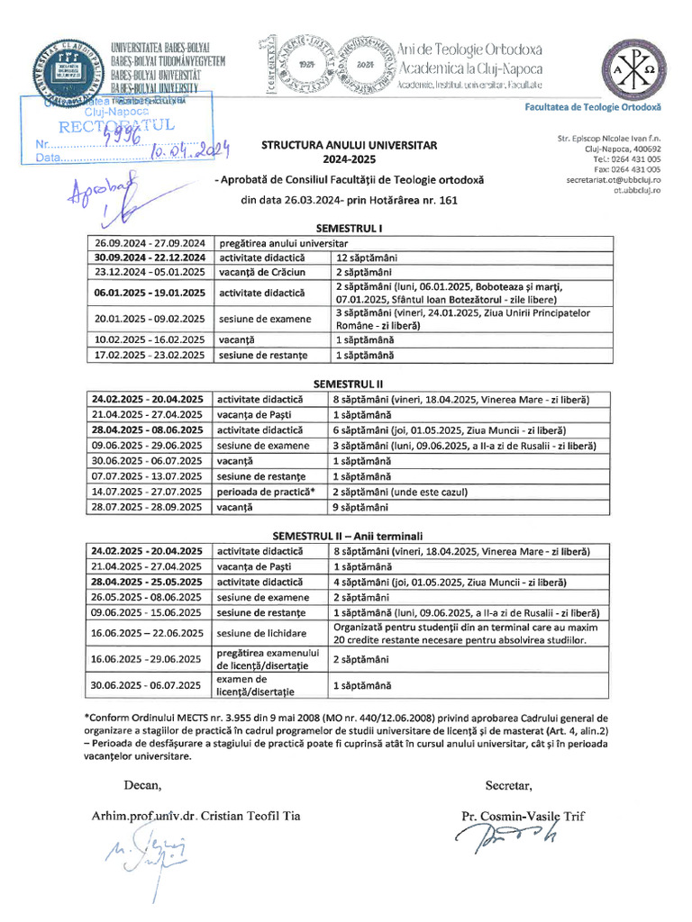 17.FTO Structura Anului 2024-2025 | PDF