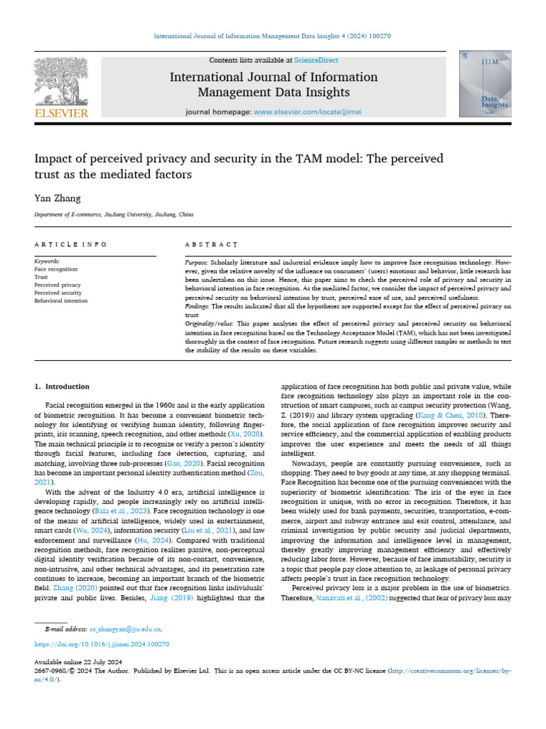 1 s2.0 S2667096824000594 Main | PDF | Privacy | Biometrics