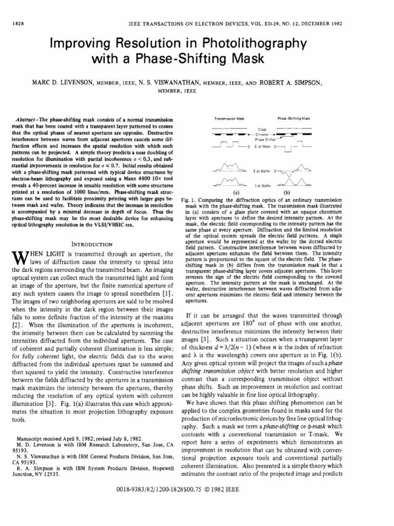 Phase-Shifting Mask in Photolithography | PDF | Phase (Waves ...