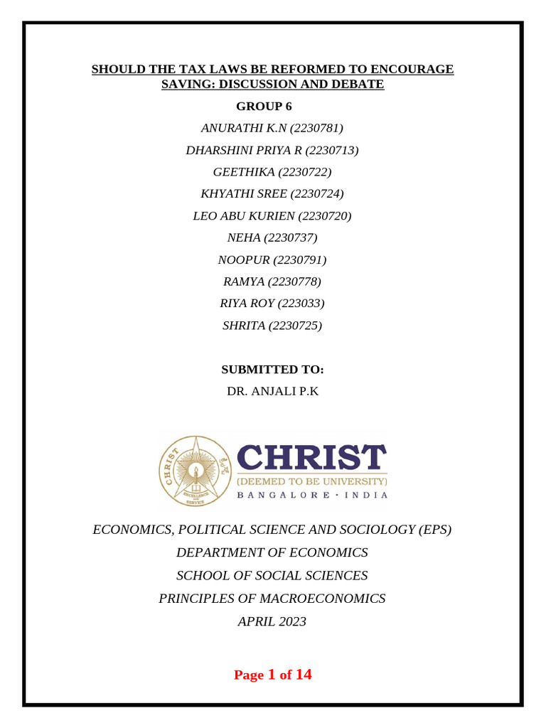 Economics CIA - 3 Group 6 Write-Up Final 2 | PDF | Taxes | Tax Deduction