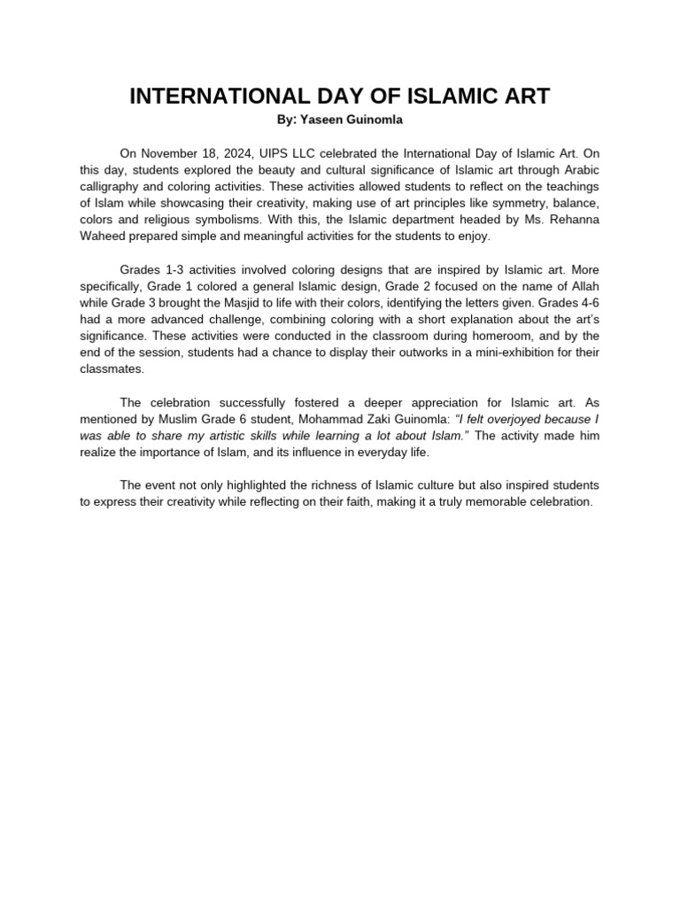 International Day of Islamic Art | PDF